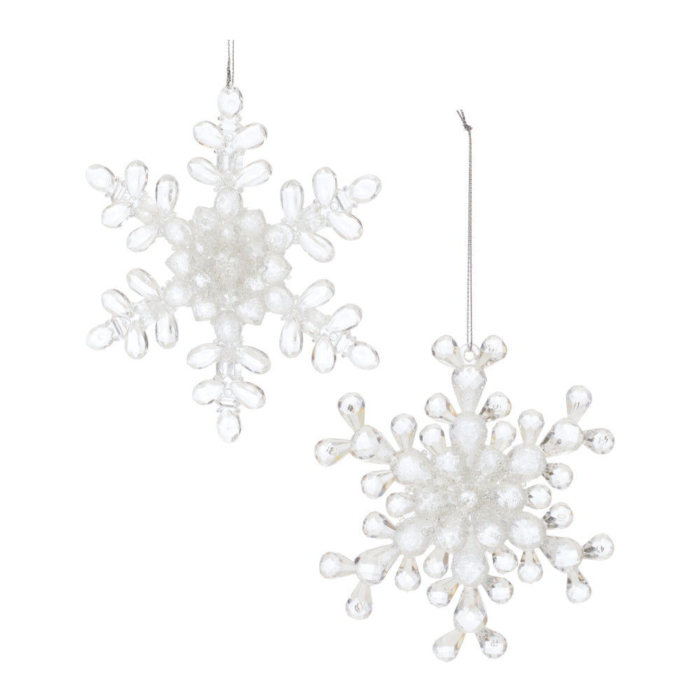 Snowflake Ornament (2 Asst) 5.25”H Acrylic